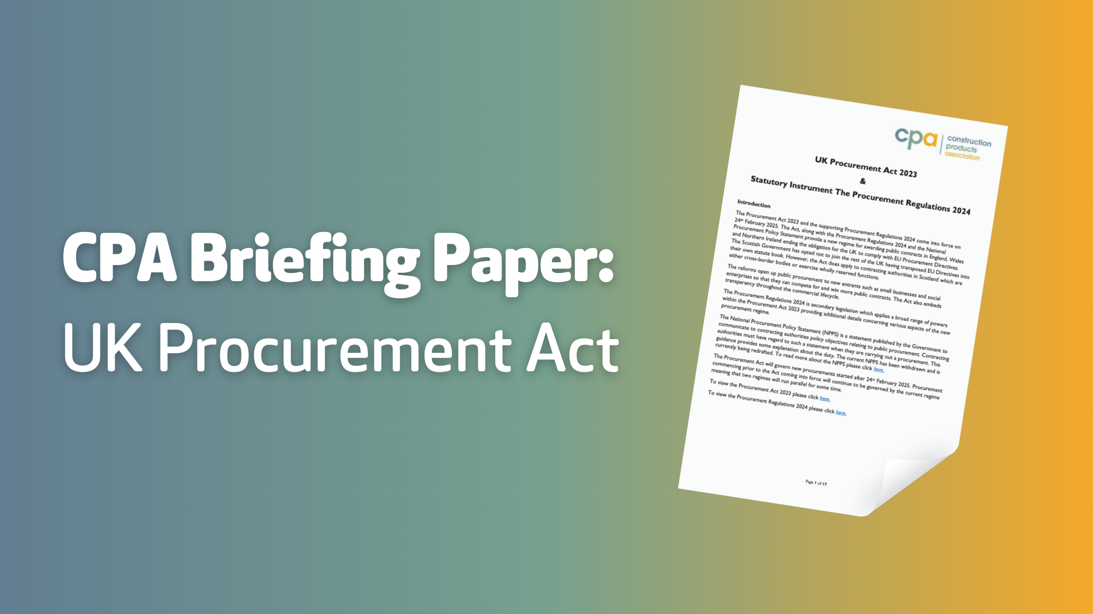 CPA Briefing Paper: UK Procurement Act - FIS